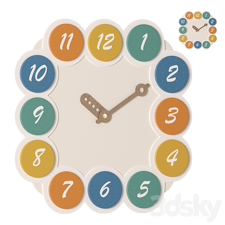 Cute Colorful Kids Bedroom Wall Clock - Watches & Clocks - 3D model