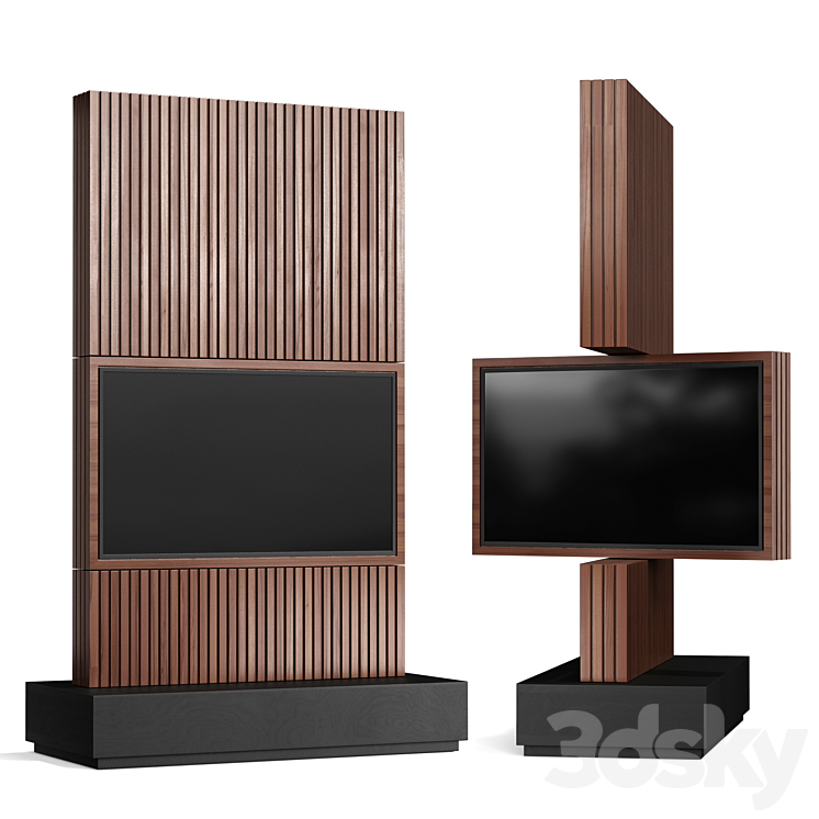 TV wall with rotating screen - TV Wall - 3D model
