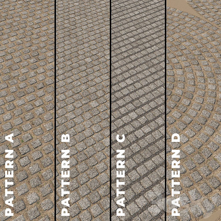 Set of four parking paving textures 1550 - Stone - 3D model