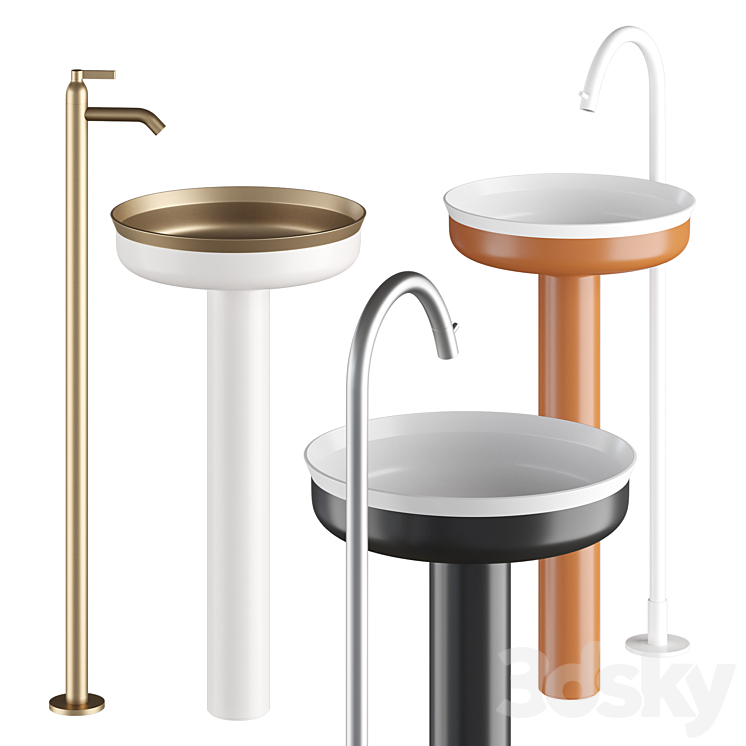Agape Undici Inox | Floor standing washbasin - Wash basin - 3D model