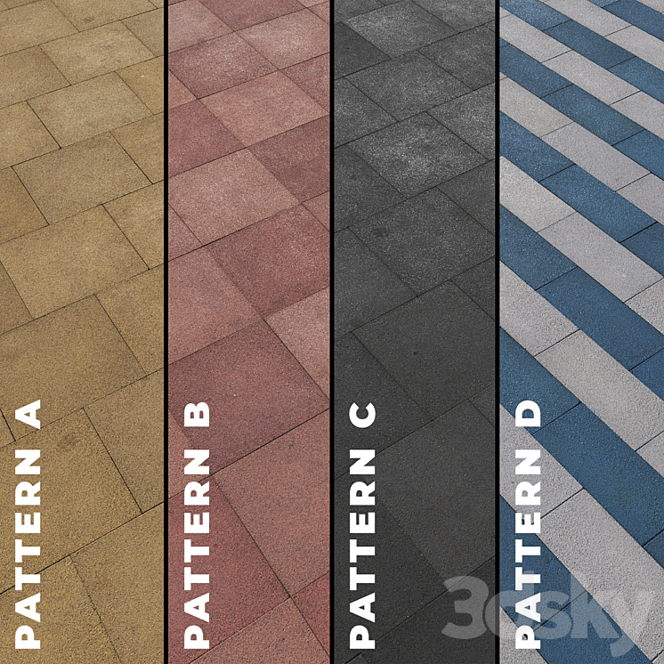 Set of four rubber playground tile textures 1979 - Miscellaneous - 3D model