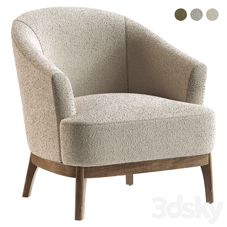 Ella Natural Woven Chenille Chair - Arm chair - 3D model