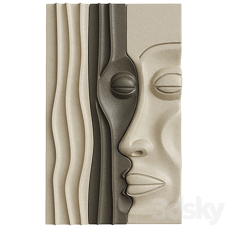 Abstract emotional faces art relief - Frame - 3D model