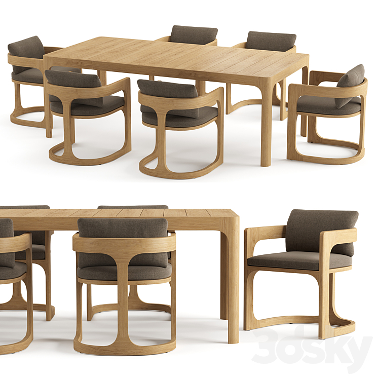 RH CASSALE RECTANGULAR DINING TABLE 86 - Table + Chair - 3D model