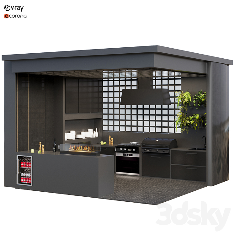 outdoor kitchen 86 - Barbecue and grill - 3D model