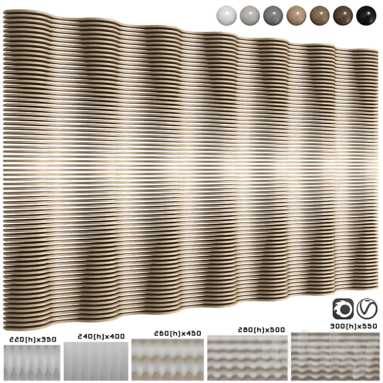 Decorative parametric panel made of slats for walls and ceilings ...