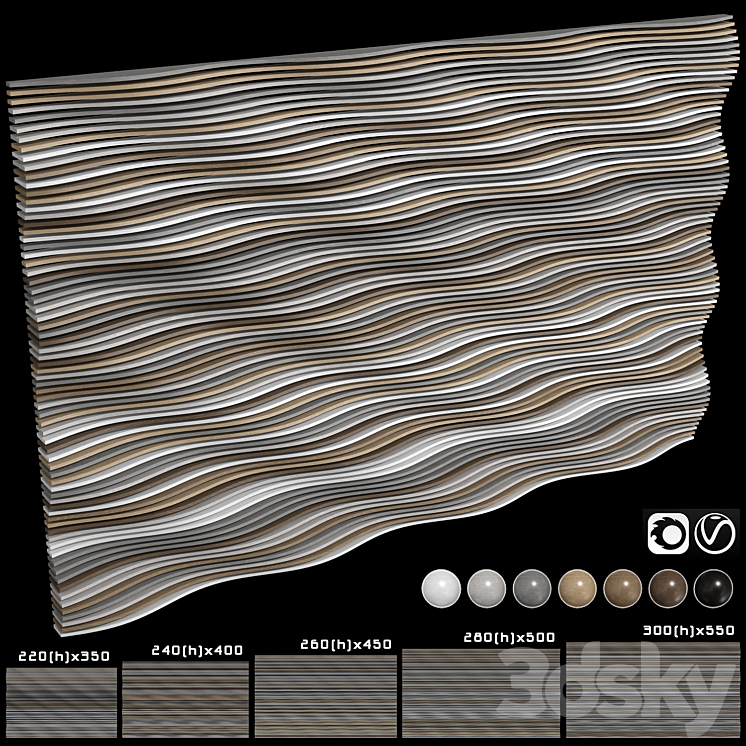Decorative parametric panel made of slats for walls and ceilings ...