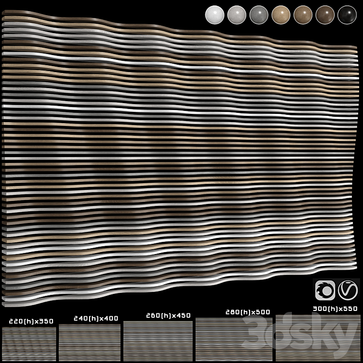Decorative parametric panel made of slats for walls and ceilings ...