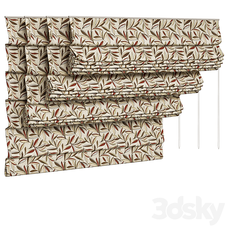 Roman blinds with print / Roman blind 012 - Curtain - 3D model