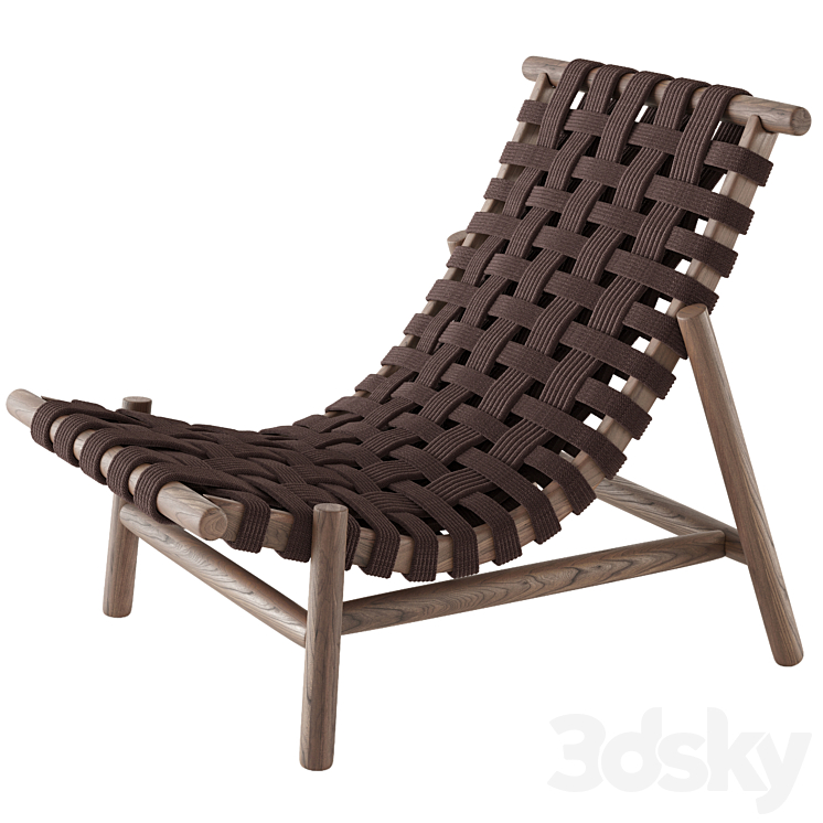paola lenti miyabi wooden lounge chair - Arm chair - 3D model