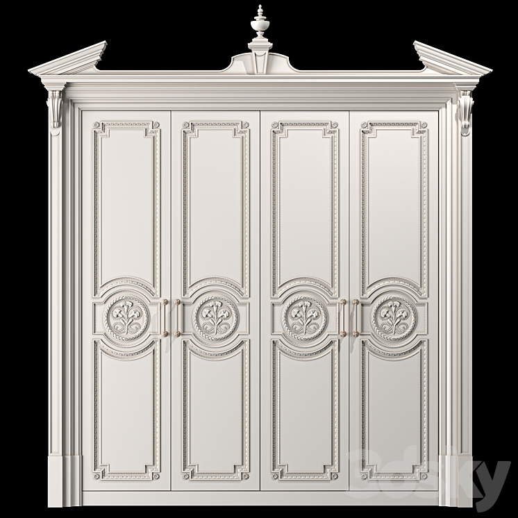 blk wood classical wardrobe art 0017 - Wardrobe & Display cabinets - 3D ...