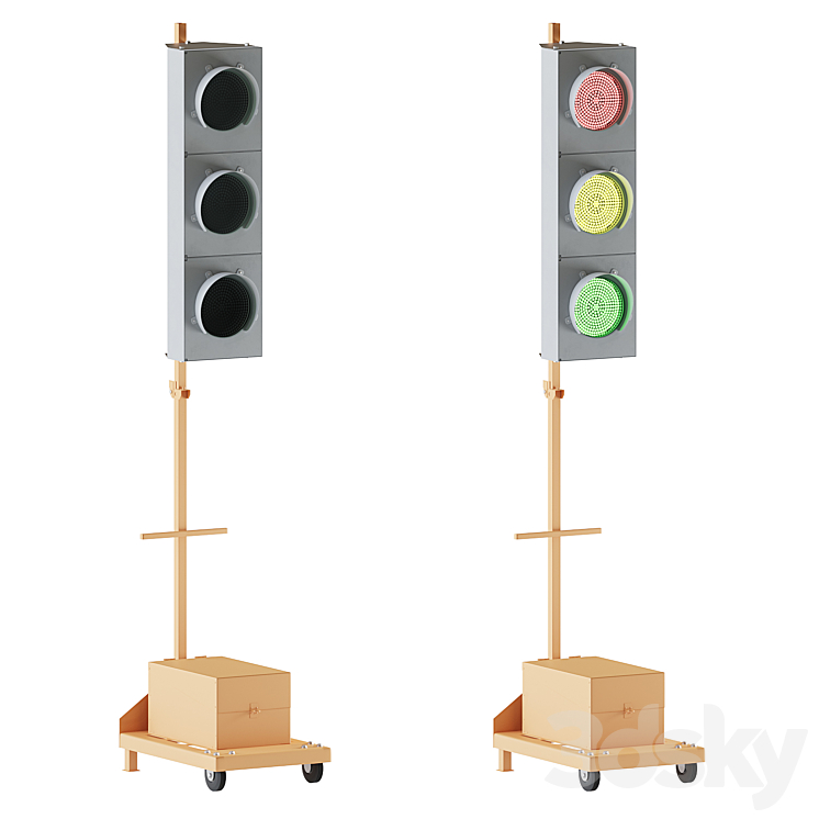 Mobile traffic light - Urban environment - 3D model