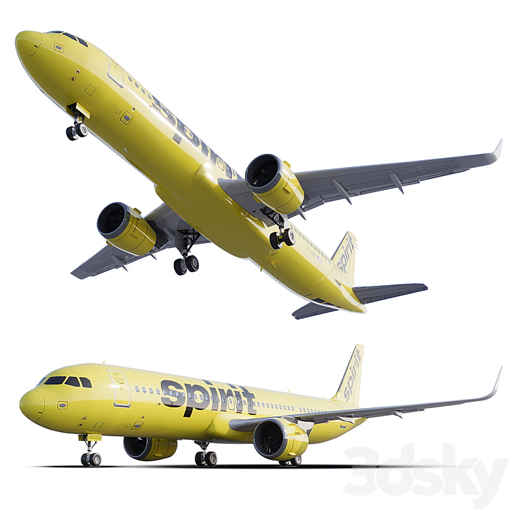 Airbus A320 Spirit Airlines - Air Transport - 3D model