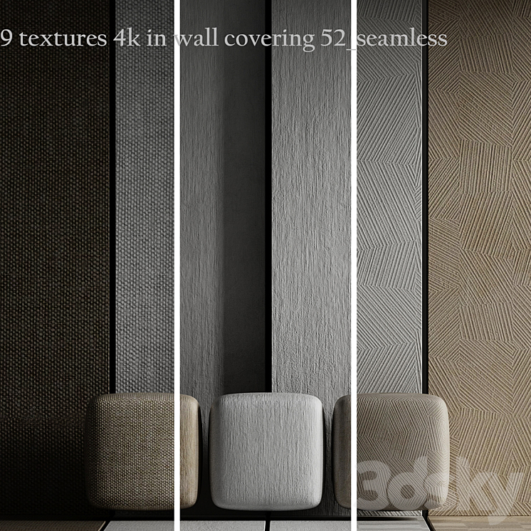 9 textures 4k in wall covering 52_seamless - Wall covering - 3D model