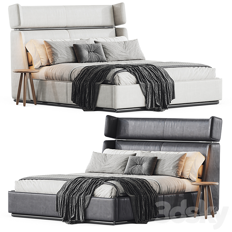Modern Black Titanium Bed - Bed - 3D model