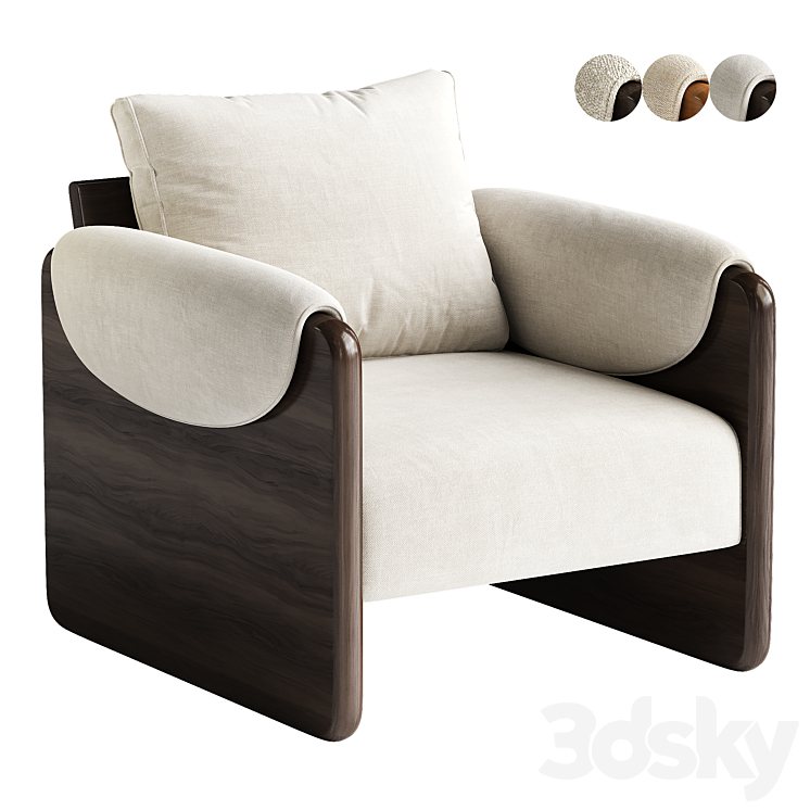 Pierre Cream Fabric Club Chair - Arm chair - 3D model