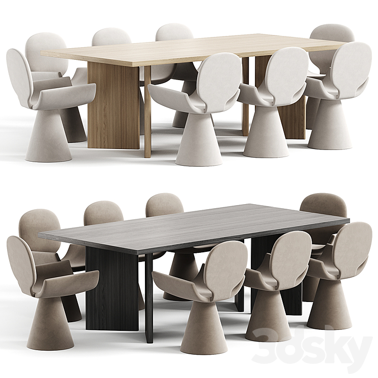 Youpi Chair and Giulietta Dining Table - Table + Chair - 3D model