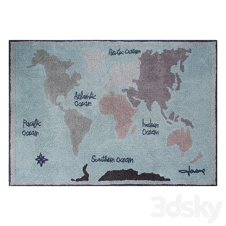 Vintage Map Carpet - Carpets - 3D model