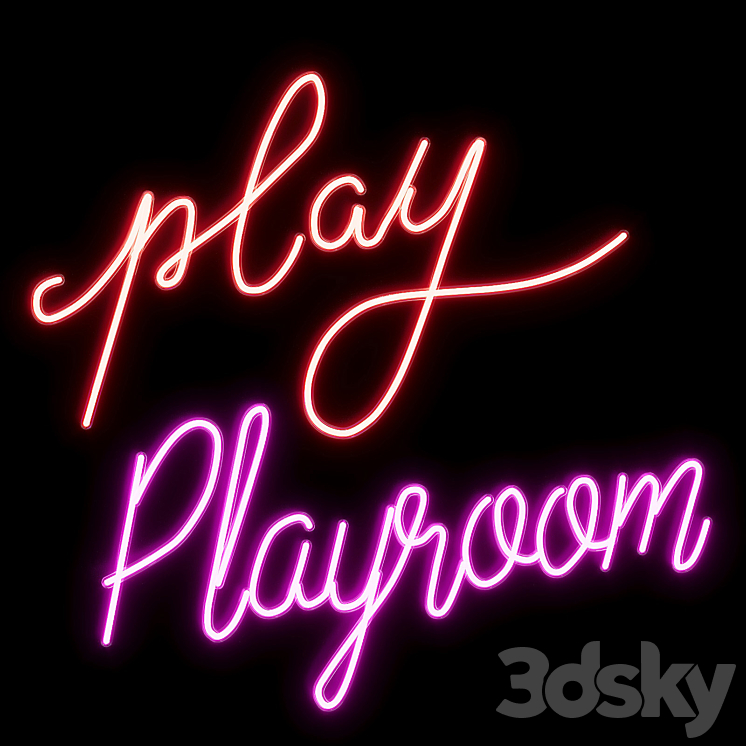 Neon signs Play and Playroom - Neon - 3D model