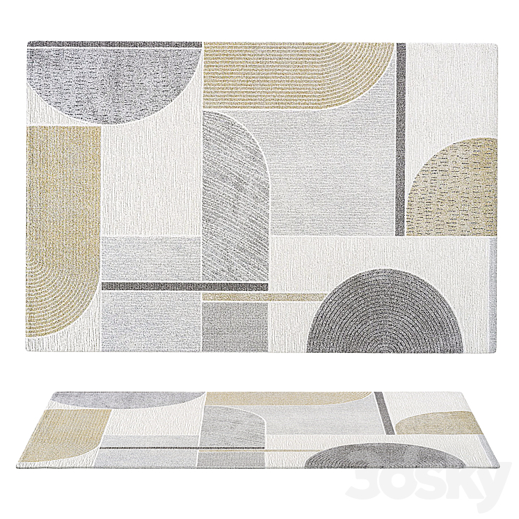 Entwine Neutral Geometric Rug - Carpets - 3D model