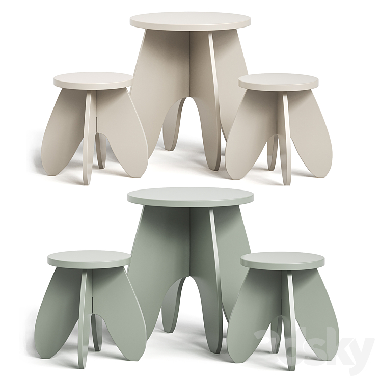 Table and chairs HM - Table + Chair - 3D model