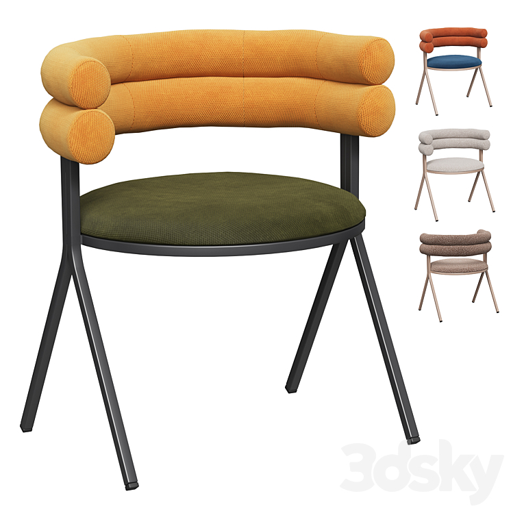 Aixa Classic Fabric and Metal Dining Chair - Chair - 3D model