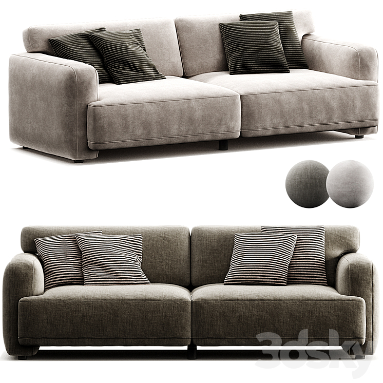 Ives Upholstered Deep Sofa With Recessed Arms - Sofa - 3D model
