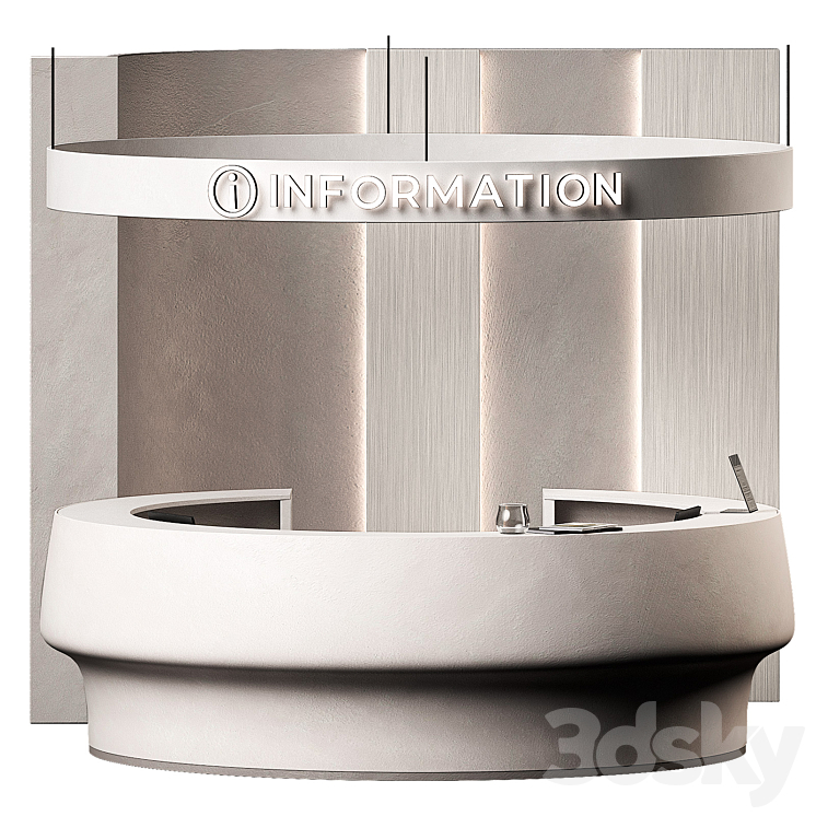 Reception desk 5. Round information desk. - Office furniture - 3D model