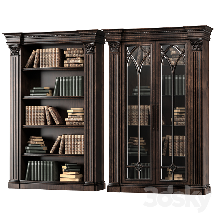 blk wood classical bookcase art 0010 - Wardrobe & Display cabinets - 3D ...