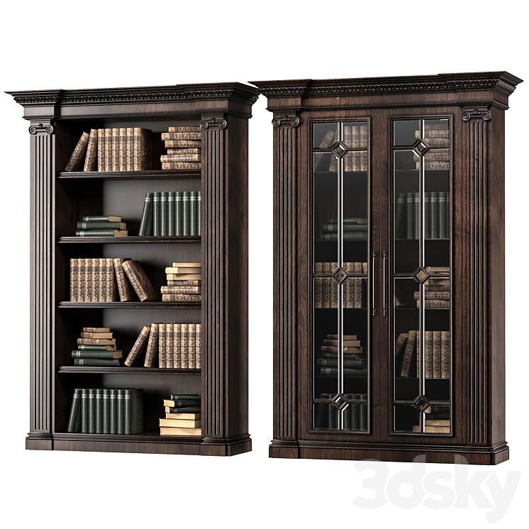 blk wood classical bookcase art 0015 - Wardrobe & Display cabinets - 3D ...