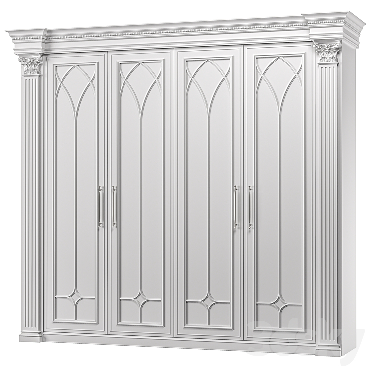 blk wood classic wardrobe art 105 - Wardrobe & Display cabinets - 3D model