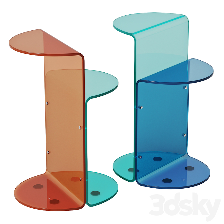 Modern Acrylic Side Table - Acrylic - 3 Colors - Table - 3D model