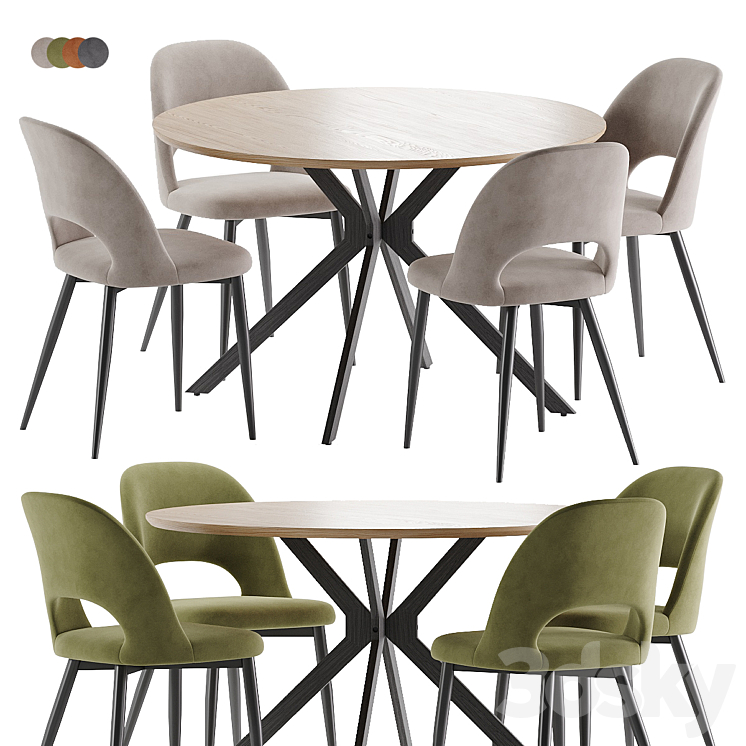 Dining set 143 - Table + Chair - 3D model