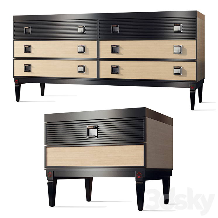 Chest of drawers bedside table Art Deco Cipriani - Sideboard & Chest of drawer - 3D model