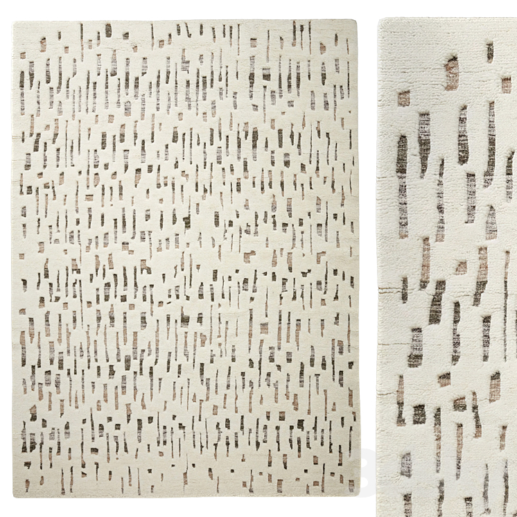 Bennett Ivory Forest Hand-Knotted Rug - Carpets - 3D model