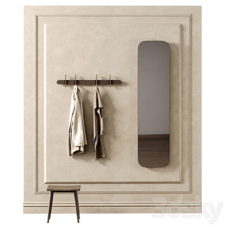 Hallway with hanger and mirror from Bolia - Hallway - 3D model