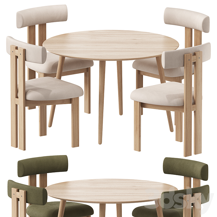 Chair Loki table Ronda Skdesign - Table + Chair - 3D model