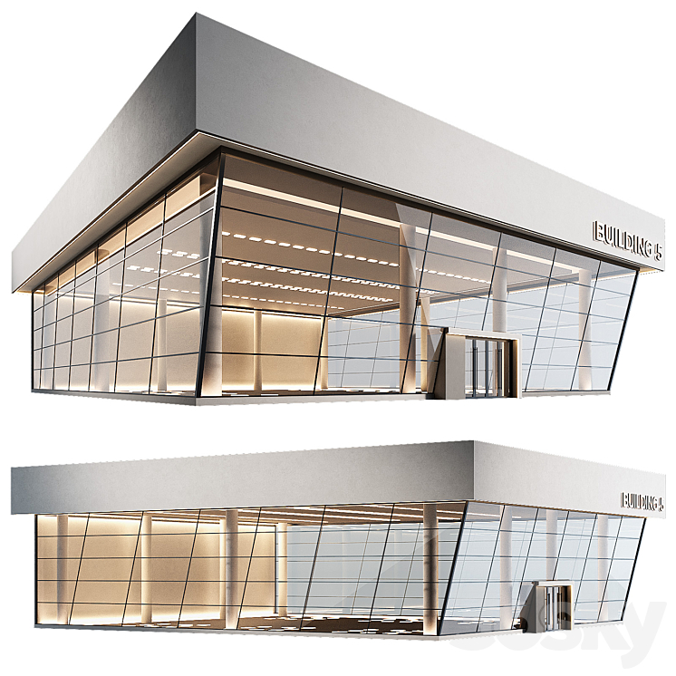 Commercial building 5. Exhibition salon store. Showroom. Museum ...