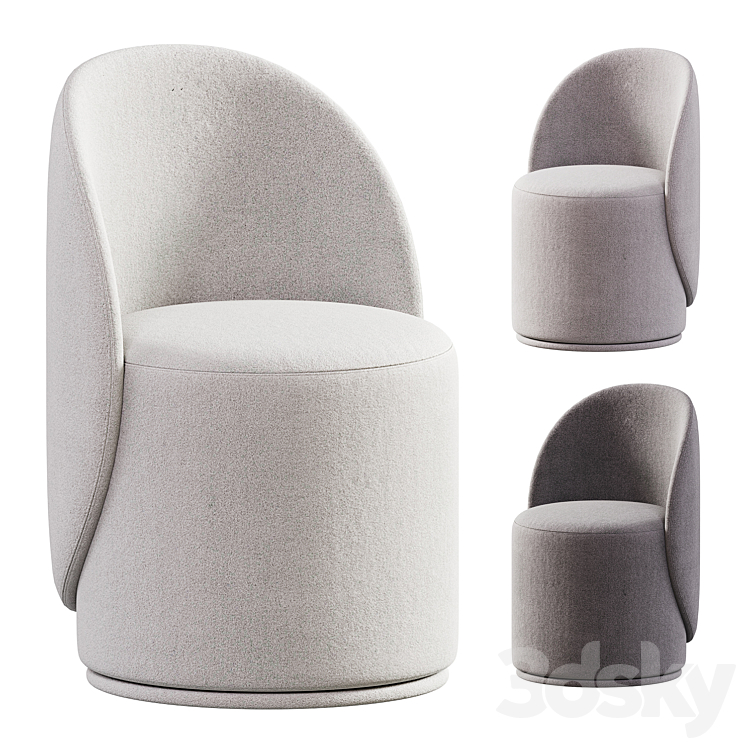 Loreen pouf with backrest rotating boucle white - Other soft seating ...
