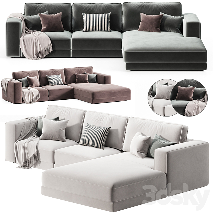 Noora Modular Sofa with Chaise Longue - Sofa - 3D model