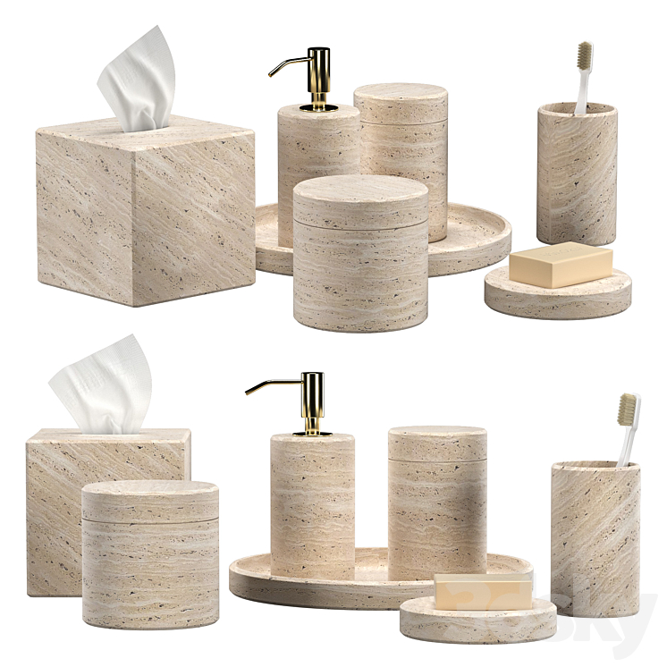 Italian Travertine Bath Accessories - Bathroom accessories - 3D model