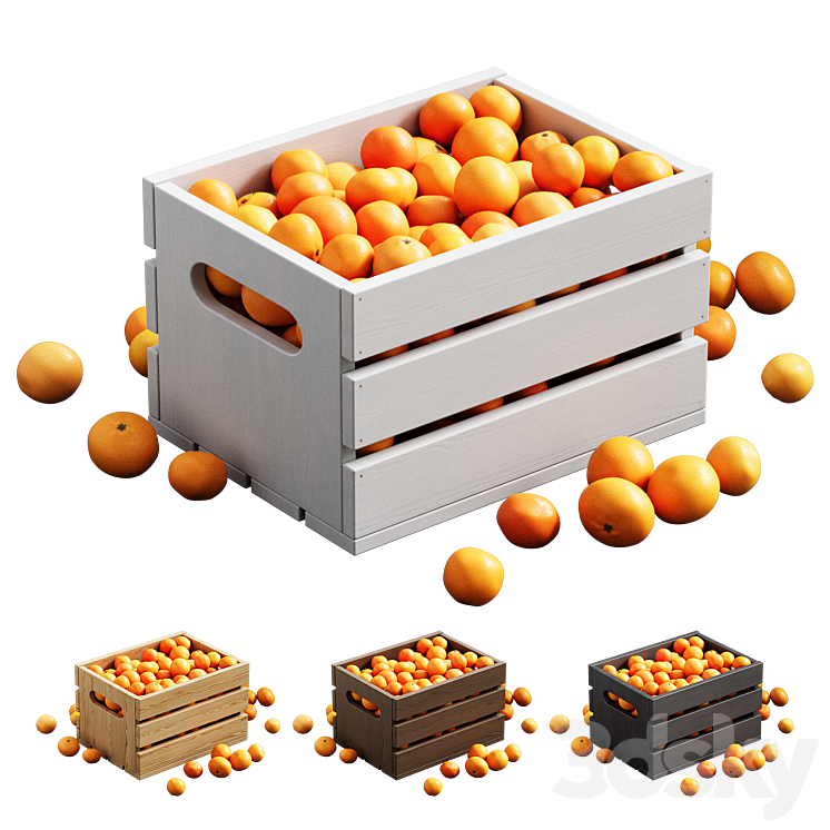 Gift box with tangerine - Food and drinks - 3D model