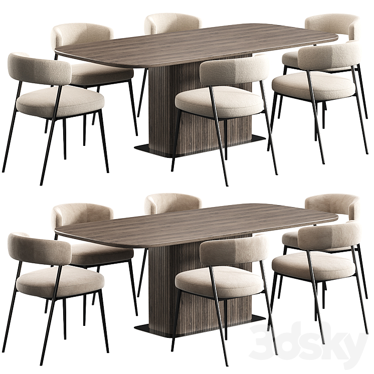 Dining set 36 - Table + Chair - 3D model