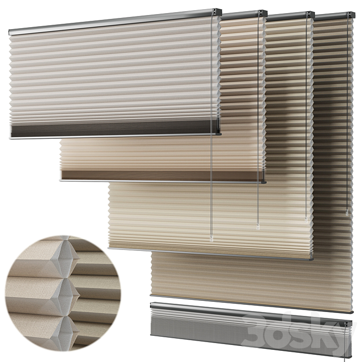 Plated Blind Curtains Set 001 - Curtain - 3D model