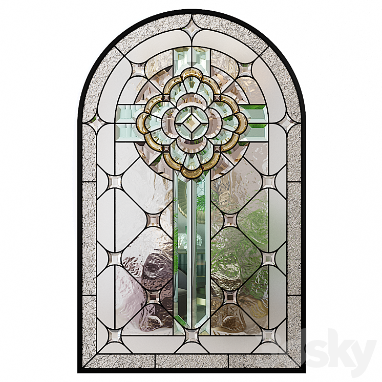 Church stained glass window "Cross" 3 - Windows - 3D model