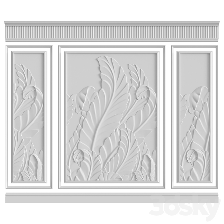 Wall composition #145 - Decorative plaster - 3D model