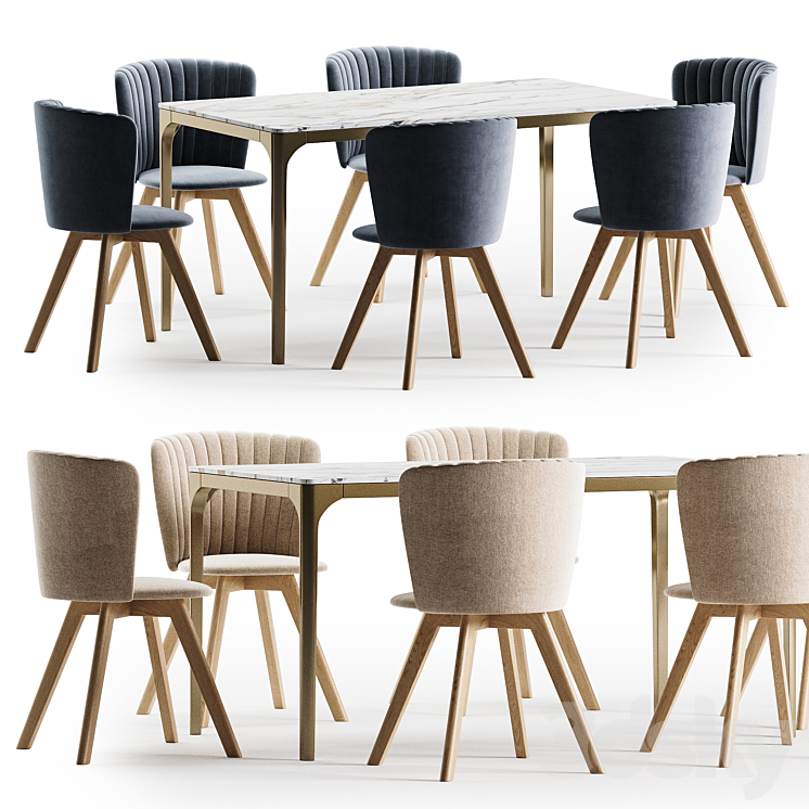 Dining set 254 - Table + Chair - 3D model
