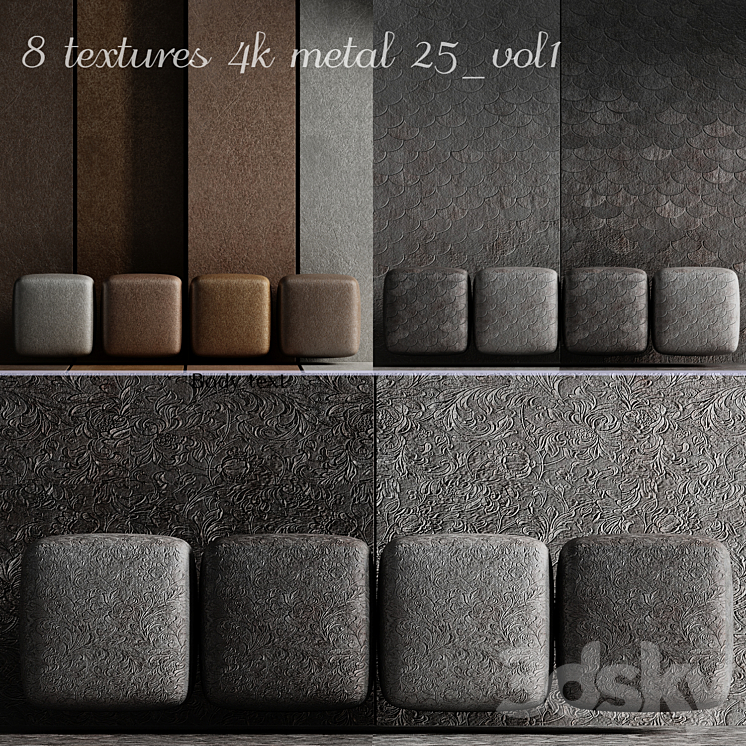 8 textures 4k metal 25 vol1 - Metal - 3D model