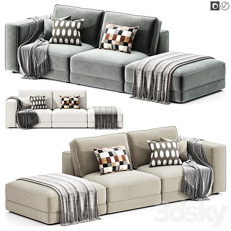 Noora 3 Modules w. open end by Bolia - Sofa - 3D model