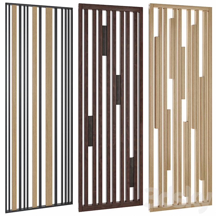 Wooden slat partitions 02 - Miscellaneous - 3D model